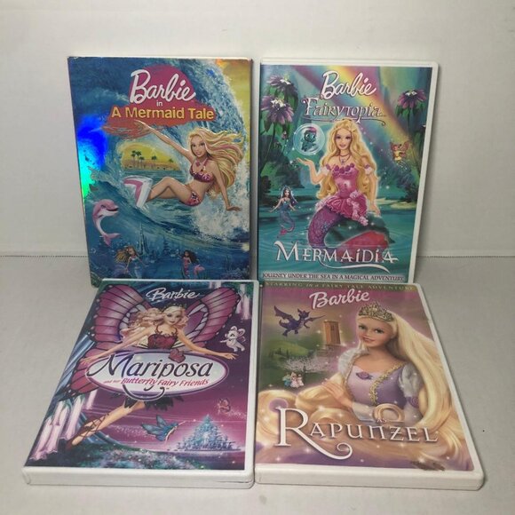 Barbie | Media | 4 Lot Barbie Dvd Rapunzel Mariposa Dreamtopia ...